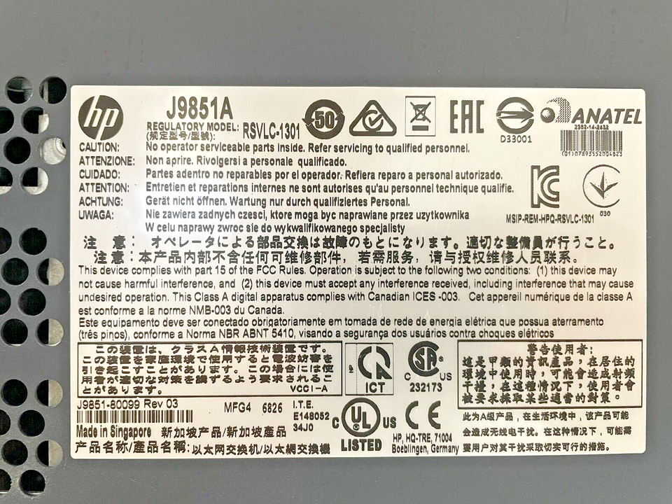 HPE J9851A 5400R zl2 12x Slot Switch Chassis Loaded with 7 Modules, 4x ...