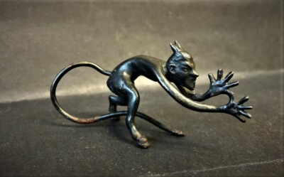 Vintage Satan Evil Devil Fiend Halloween Imp Figure Demon Metal Statue ...