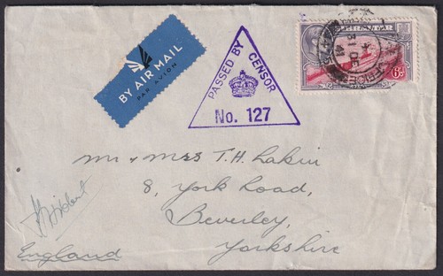 GIBRALTAR: (19143) KG6 FPO 475 COVER WITH CENSOR POSTMARK/CANCEL | eBay