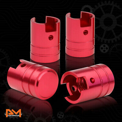 4 Pcs Red Aluminum Tires Stem Caps 17mm Piston Style Wheel Air Valve ...