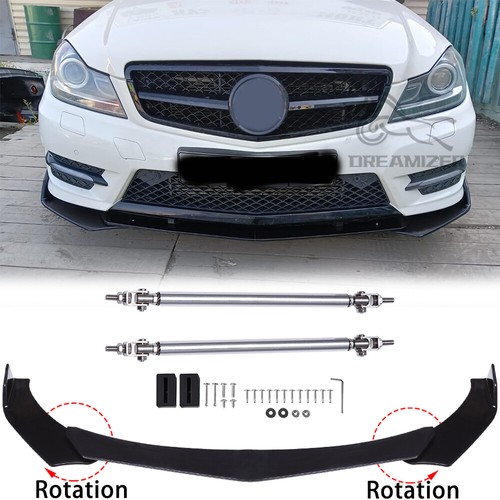 For Mercedes Benz W204 Front Bumper Chin Lip Spoiler Splitter + Silver ...