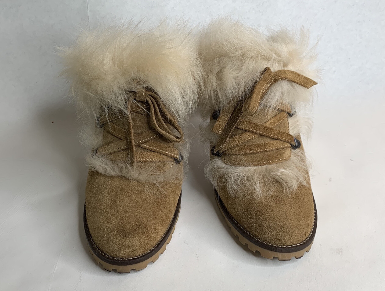 COACH "Kristy" Tan/Camel Shearling Fur Trim Mules, Si… - Gem