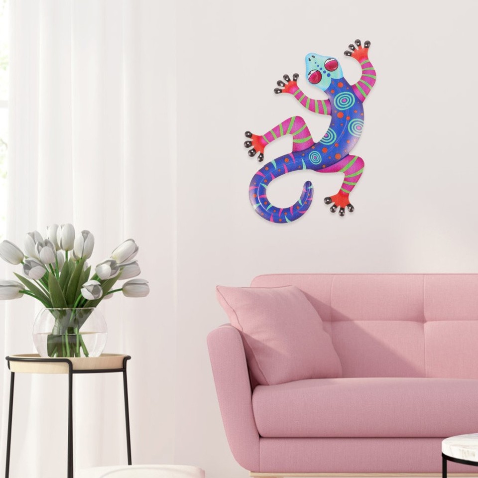 Gecko Garden Wall Ornament Metal Art Decor Outdoor Decoration Fence ...