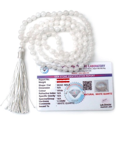 Natural Crystal White Agate mala Natural Crystal Stone 6 mm 108 Beads ...