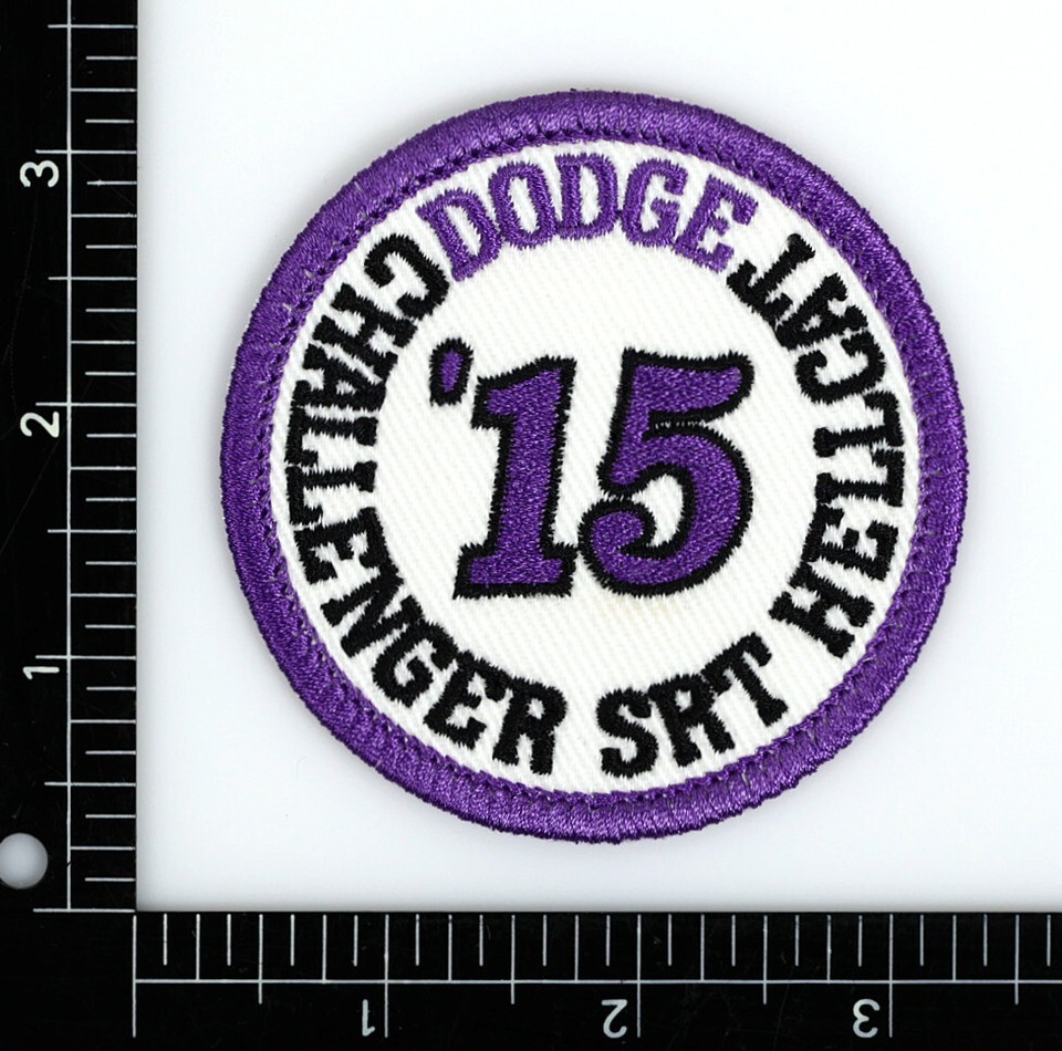 2015 Dodge Challenger SRT Hellcat Embroidered Patch Ivory/Purple Iron ...