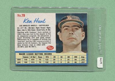 1962 Post #79 Ken Hunt (Angels) (SC14) Vg-Ex | eBay