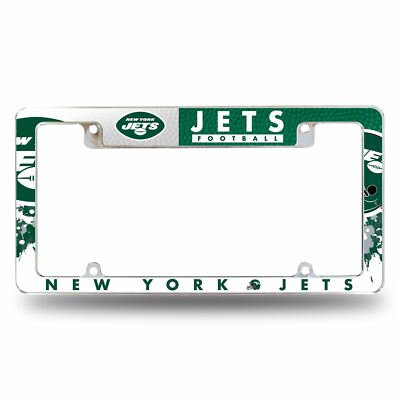 New York Jets Chrome License Plate Frame All Over Tag Cover Car/Auto ...