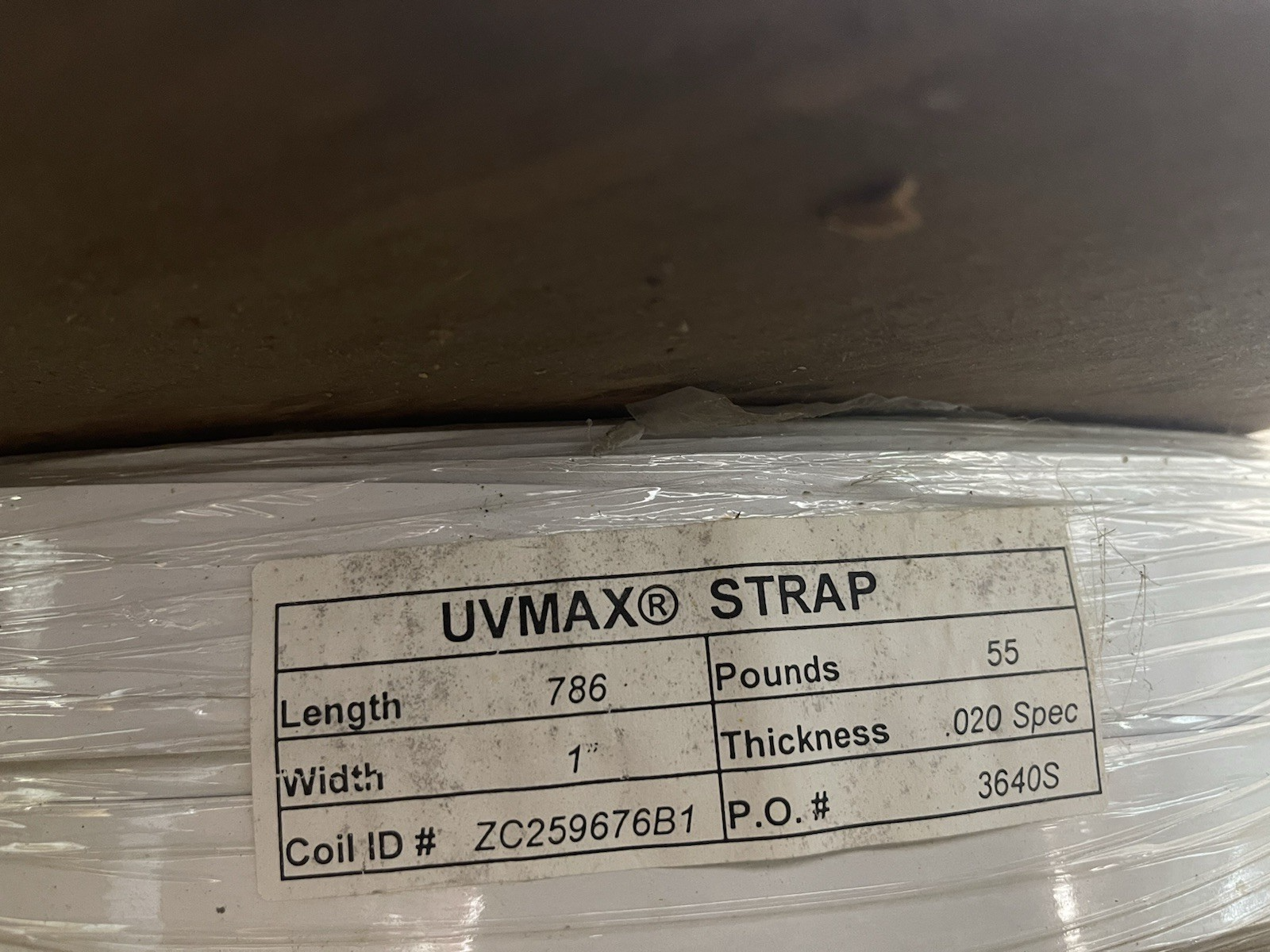 UVMAX STRAP ZC259676B1, 786' L, 55 LBS, 1" WIDTH, .020 SPEC THICKNESS ...