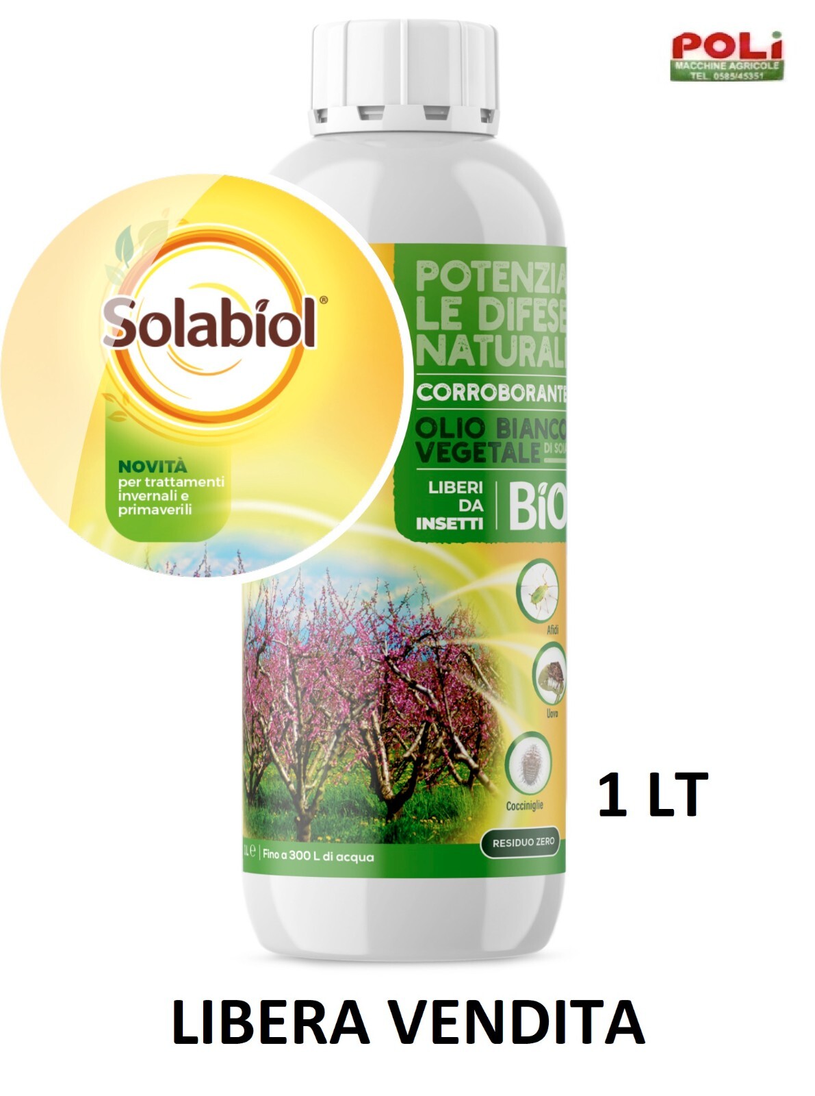 OLIO BIANCO VEGETALE INSETTICIDA SBM SOLABIOL COCCINIGLIA AFIDI UOVA ...