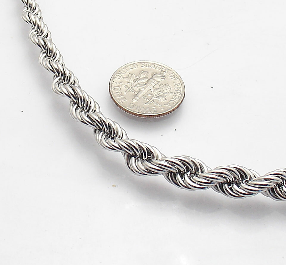 Technibond Graduated Twisted Rope Link Chain Necklace Platinum Clad 925 ...