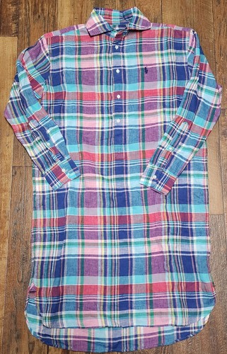 NWOT Polo Ralph Lauren Womens Multicolor Linen Madras Plaid Dress Blue ...