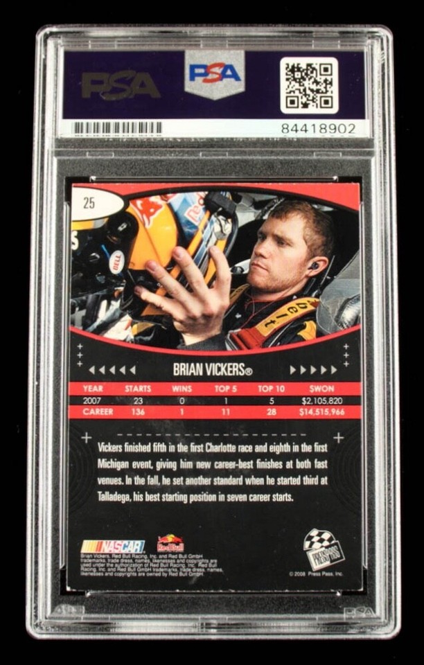 Brian Vickers Signed 2008 Press Pass Eclipse #25 (PSA) - A | eBay