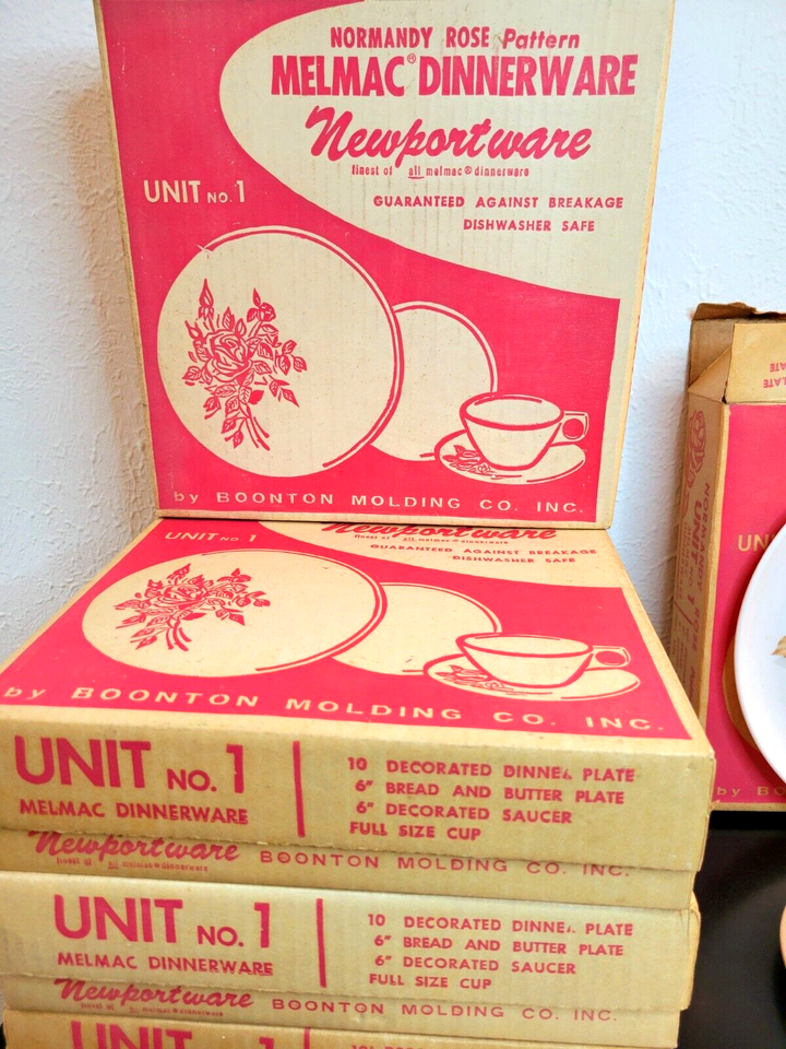 5 Sets Of Melmac Dinnerware Normady Rose Pattern New In Box Made In ...