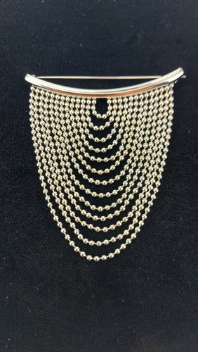 Lapel Pin Brooch Silver Tone Ball Chain Drape Design | eBay