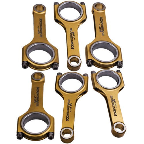 6x Titanized H-Beam 4340 Connecting Rods For Audi VW VR6 Golf Corrado 2 ...