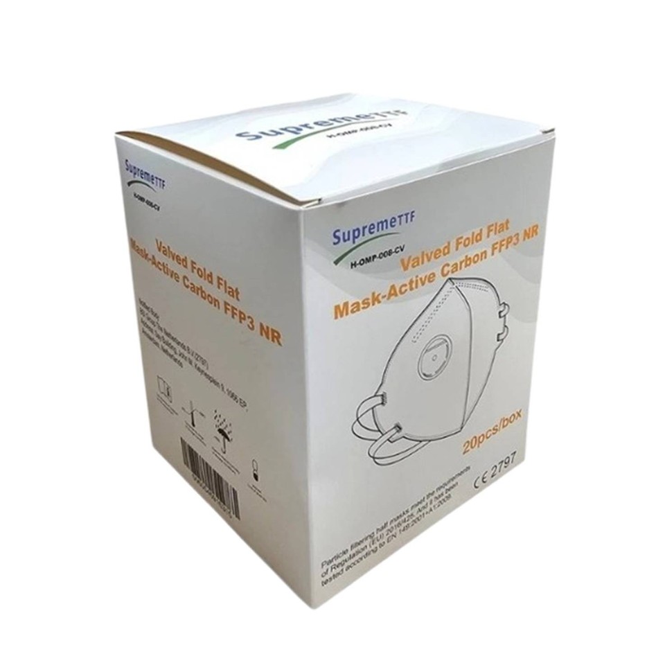 20 x FFP3 valved Flat Fold Dust mask EN149 Suitable for Construction ...