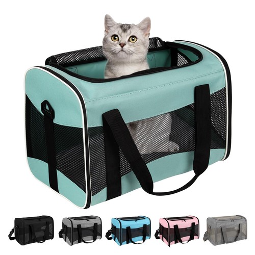 Cat Carrying Case Pet Dog Carrier Soft-Sided Cat Bag Airline Approved ...