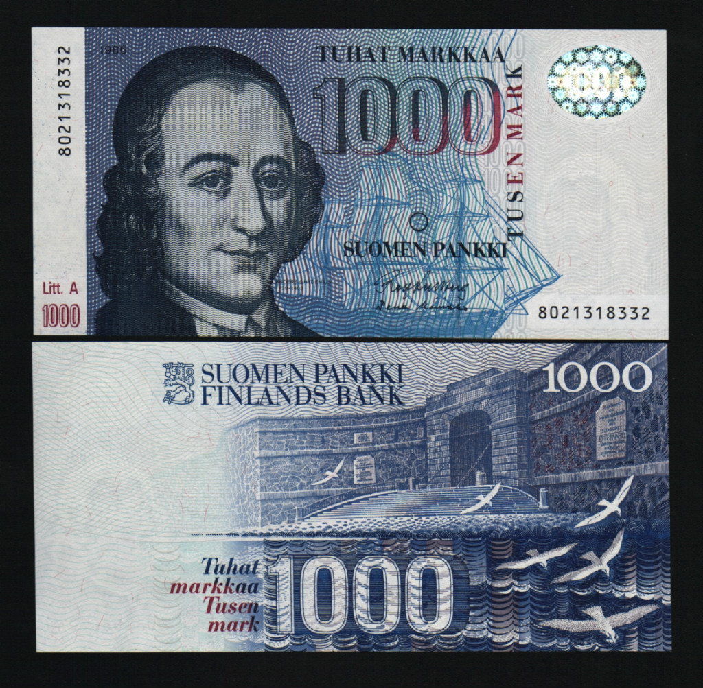 FINLAND 1000 1,000 MARKKAA P-121 1986 SEAGULL HELSINKI EURO UNC RARE ...