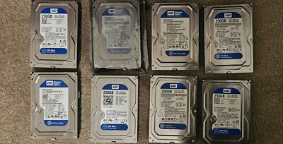 Eight Western Digital 250GB HDD SATA 3.5" Hard Disk Drive *Mixed Models ...