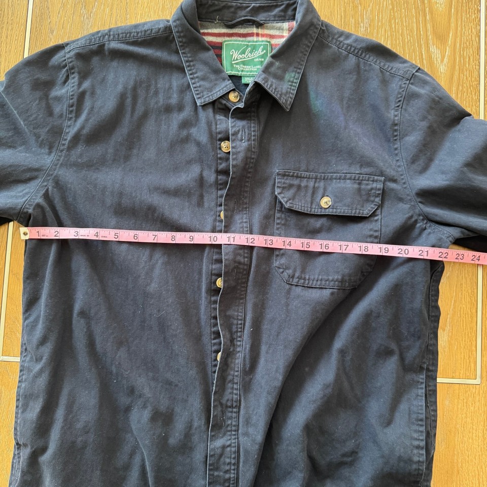 Woolrich Mens Blue Flannel Lined 100% Cotton Jacket Large Green Label ...