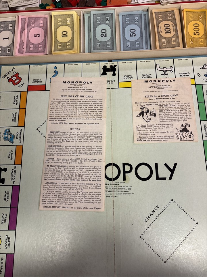 LOT of 5 Vintage Games-CLUE, MONOPOLY, FONAS BASEBALL, LAS VEGAS, BADGE ...