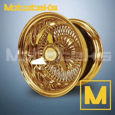14X7 LUXOR WIRE WHEELS 100 STRAIGHT REV RIMS 24K ALL GOLD WHEEL SET | eBay