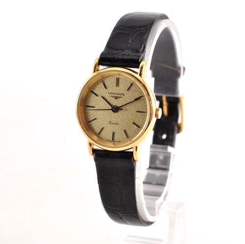 LONGINES Quartz Analog Gold Black Women Watch Used Auth New Battery w ...