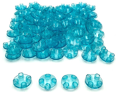 Lego 100 New Trans-Light Blue Plates Round 2 x 2 Stud with Rounded ...