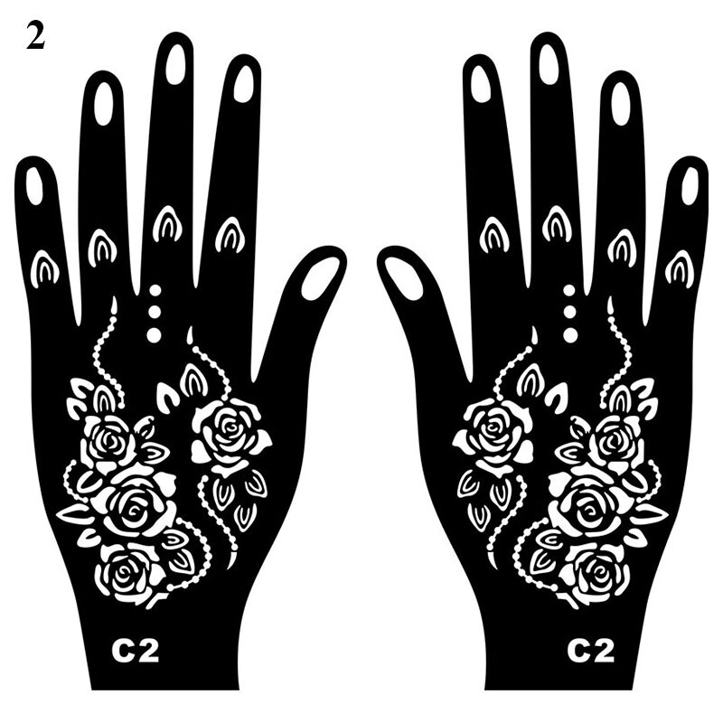 2Pcs/Set Temporary Tattoo stencil Body Art Unisex Gothic Henna Pattern ...
