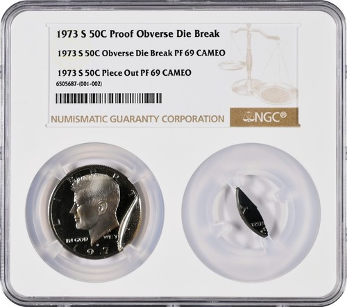 UNIQUE Mated Pair 1973-S Kennedy Half Die Piece and Obverse Die Break ...