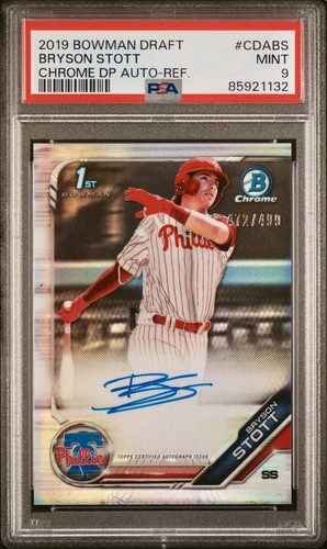2019 Bowman Draft Bryson Stott Rookie 1st Chrome Auto Phillies /499 PSA ...