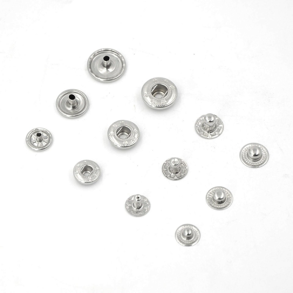 50 sets Metal Spring Snap Fastener Press Stud Snap Buttons Cap Size 10/ ...