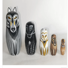Wolf Nesting Dolls Matryoshka Russian Dolls Wooden Decor Set 5 Hand ...