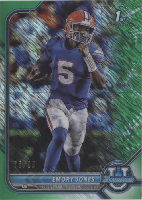 2021-22 Bowman University - Emory Jones #6 Chrome Prospects Green ...