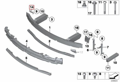 NEW GENUINE BMW FRONT BUMPER SHORTER HOLDER BRACKET RIGHT N/S ...