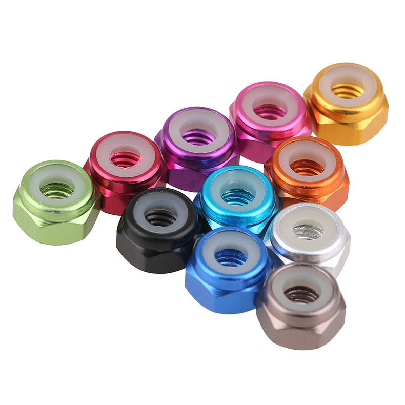 M2.5 Aluminum Colorful Aluminium nuts Alloy Nylon Insert Hex Lock NUT ...
