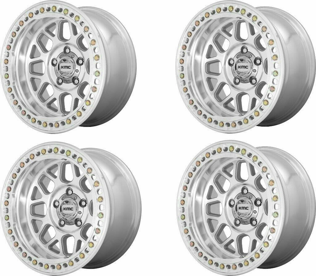 Set 4 KMC KM235 Grenade Crawl Beadlock 17x9 5x5 Machined Wheels 17 ...
