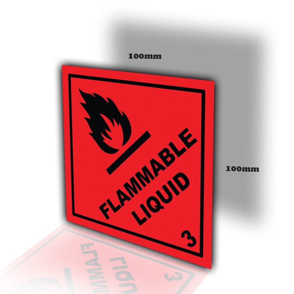 4 Pack Flammable Liquid Hazard Stickers - Waterproof Vinyl Safety ...