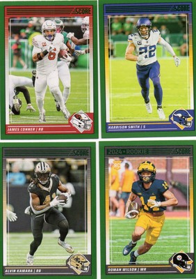 2024 Score, Green Parallel, (4) Card Lot, Conner, Smith, Kamara, Wilson ...