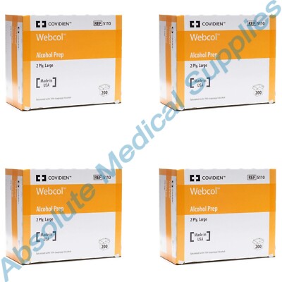 *800-Pieces* Covidien Webcol Alcohol Prep Pads Large 5110 | eBay