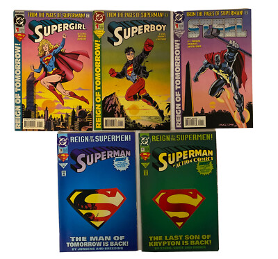 Lot 5 Reign Superman Related Comics Steel/Superboy/Supergirl 1 Action ...