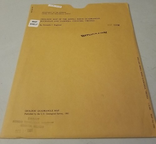 USGS Geologic Map Jewell Ridge Quadrangle, Buchanan Tazewell Counties ...