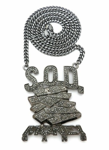 ICED BLACK SOD MONEY GANG PENDANT & 6mm 30" CUBAN CHAIN HIP HOP ...