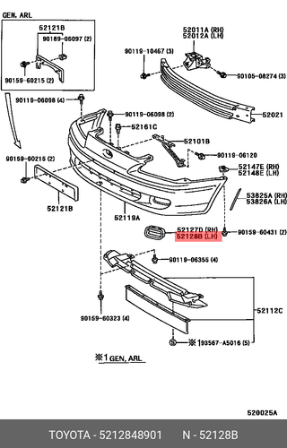 Genuine OE Cover, Front Bumper Hole, Left, 5212848901 for TOYOTA 52128 ...