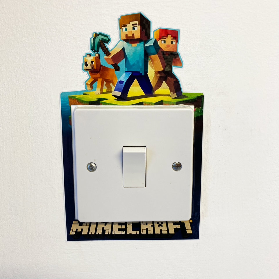 Minecraft LIGHT SWITCH SURROUND STICKER DECAL KIDS BOYS GIRLS BEDROOM ...