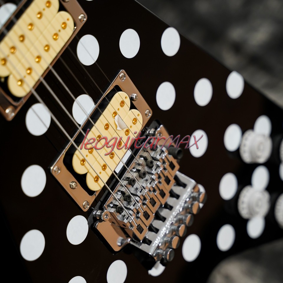 Black Randy Rhoads Solid Body Electric Guitar Flying V White Polka Dot ...