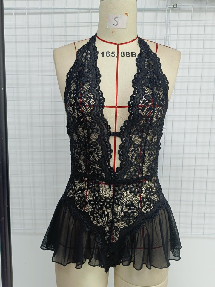 Babydoll Lingerie for Women Floral Open Crotchless Teddy Nightie Lace ...