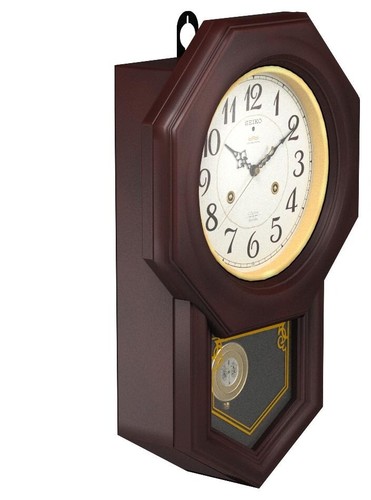 SEIKO Chime & Strike electric wave wall clock clock RQ205B Brown Japan ...