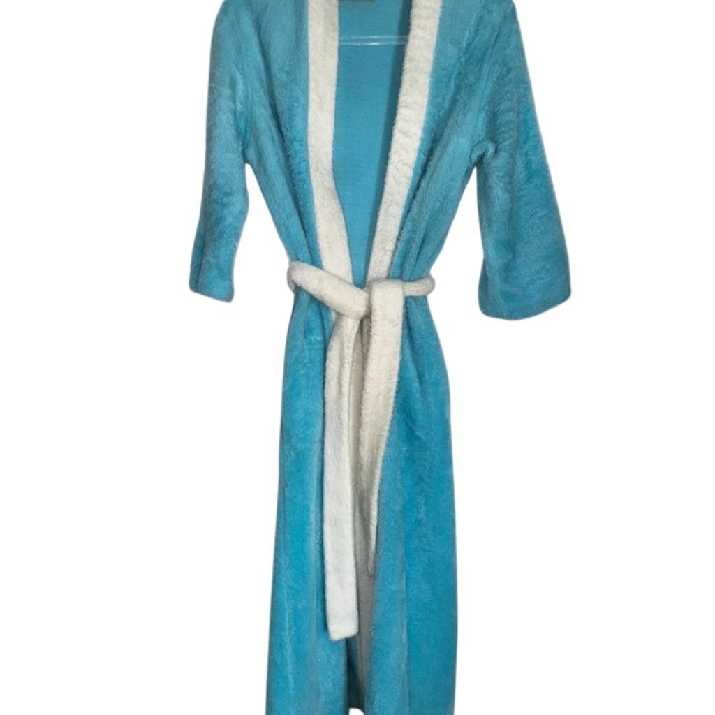 Vintage Sears Blue Plush Belted Robe 60s-70s Retro St… - Gem