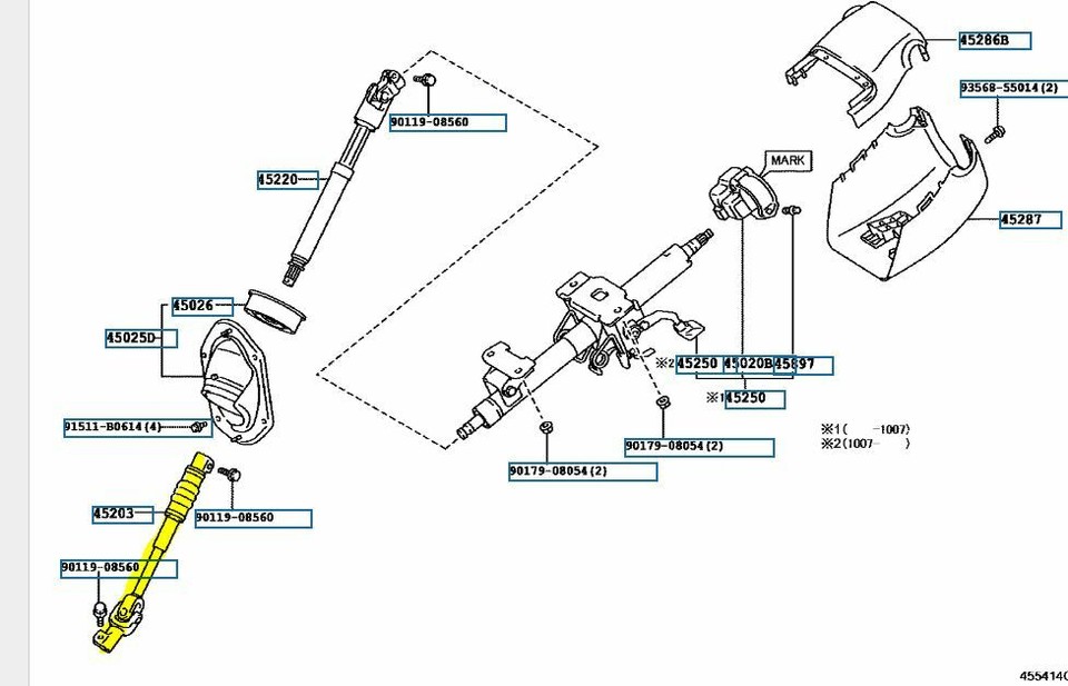 45203-60181 Genuine Toyota 10-21 4Runner Lexus GX460 Lower Steering ...